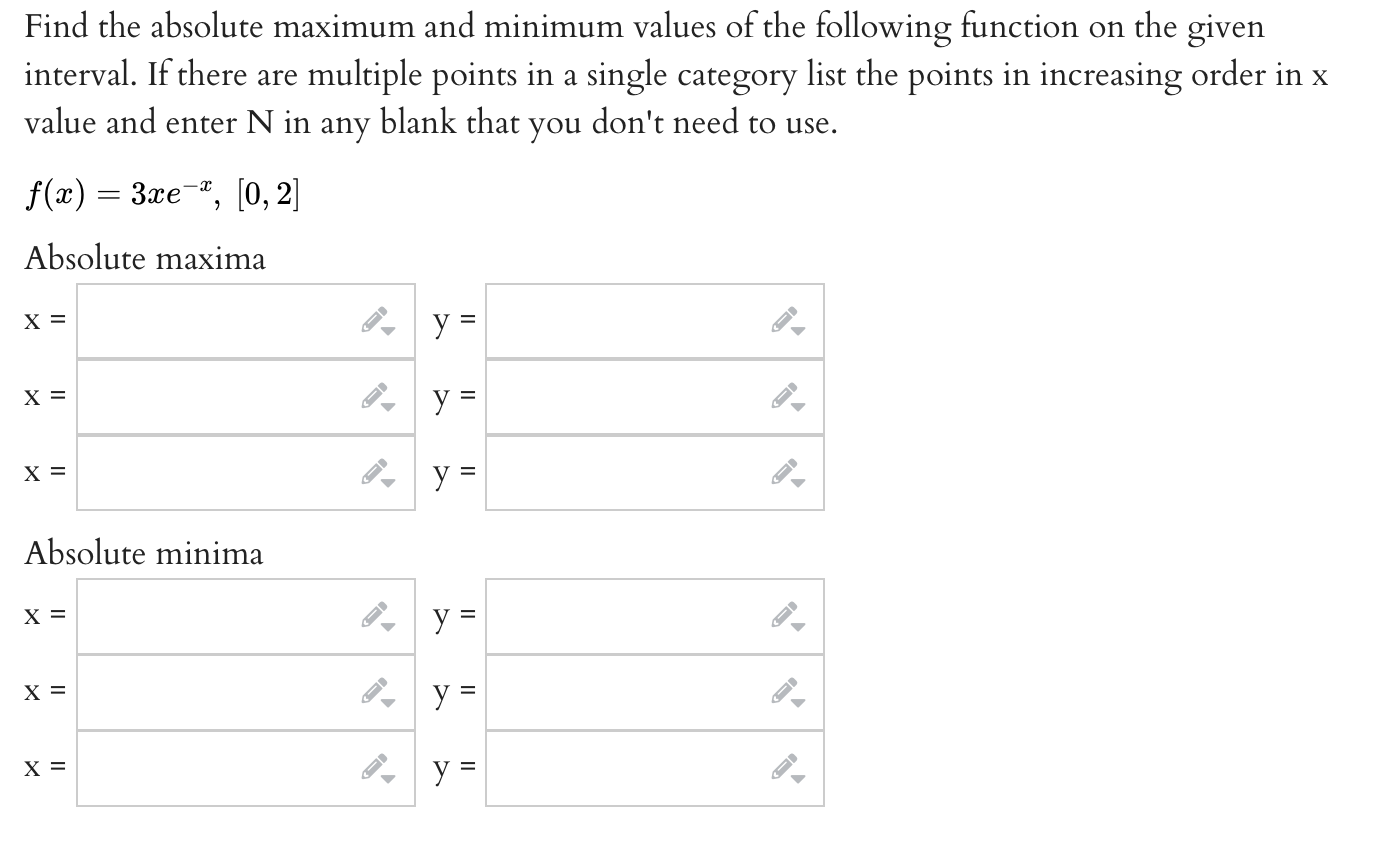 Solved Find the absolute maximum and minimum values of the | Chegg.com