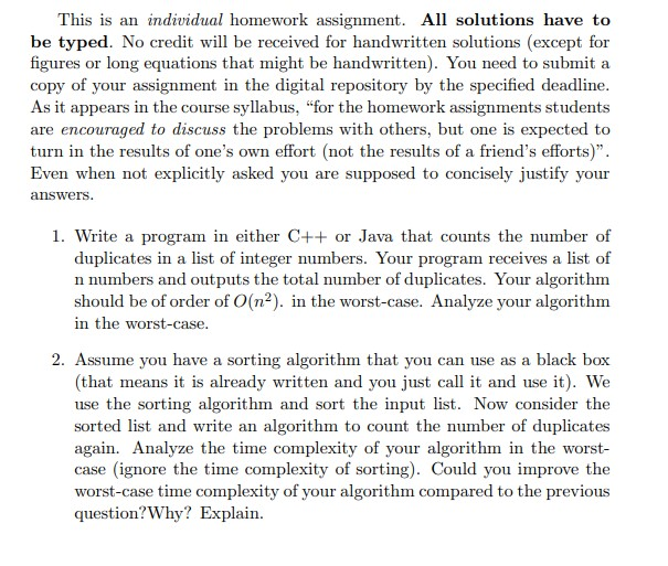 Solved This is an individual homework assignment. All | Chegg.com