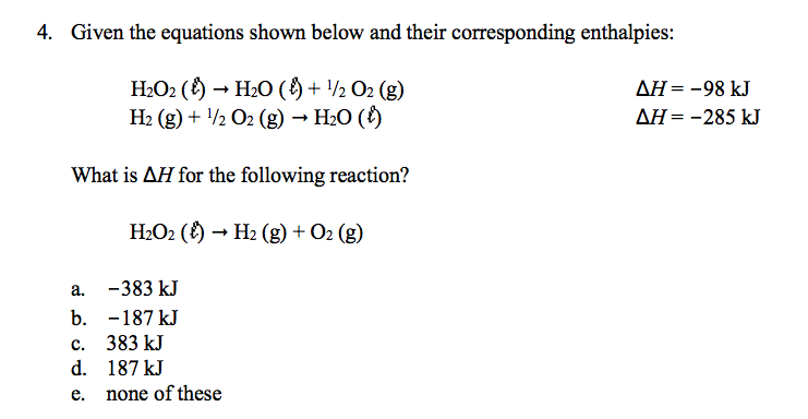Solved 4. Given the equations shown below and their | Chegg.com