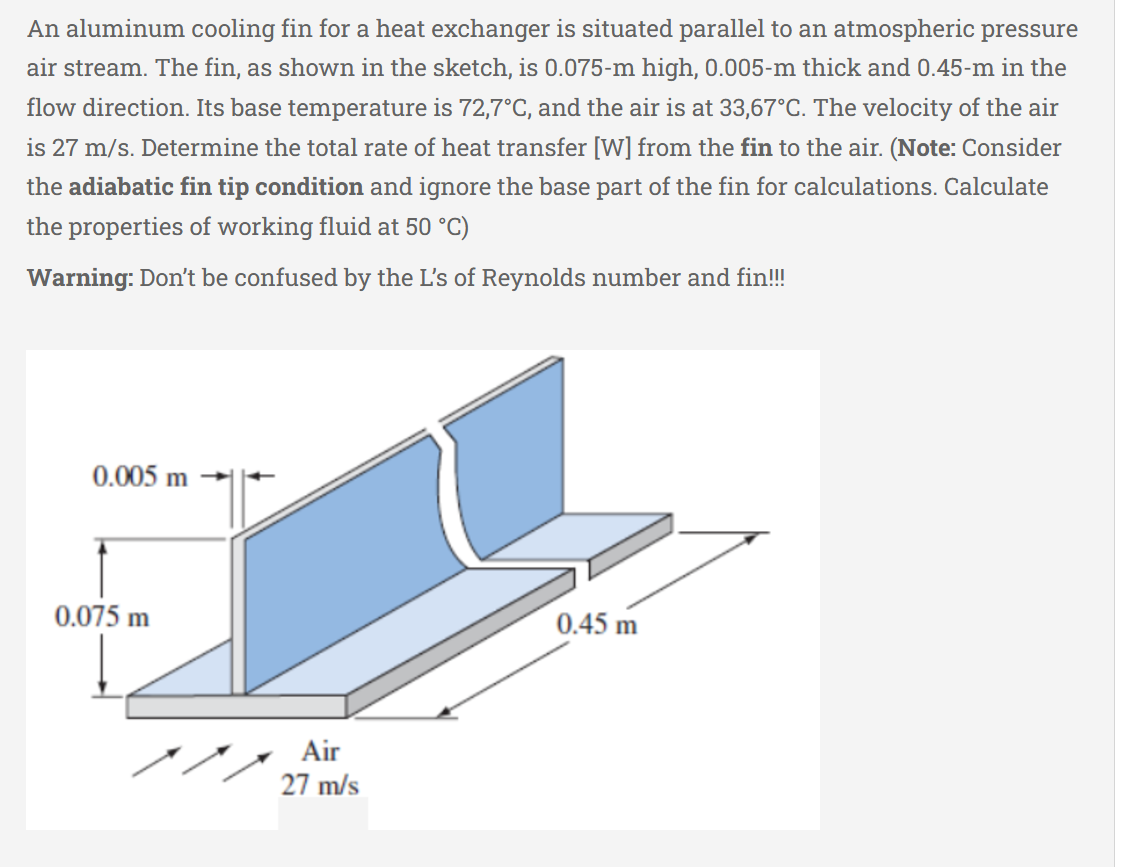 Solved An ﻿aluminum cooling fin for a heat exchanger is | Chegg.com