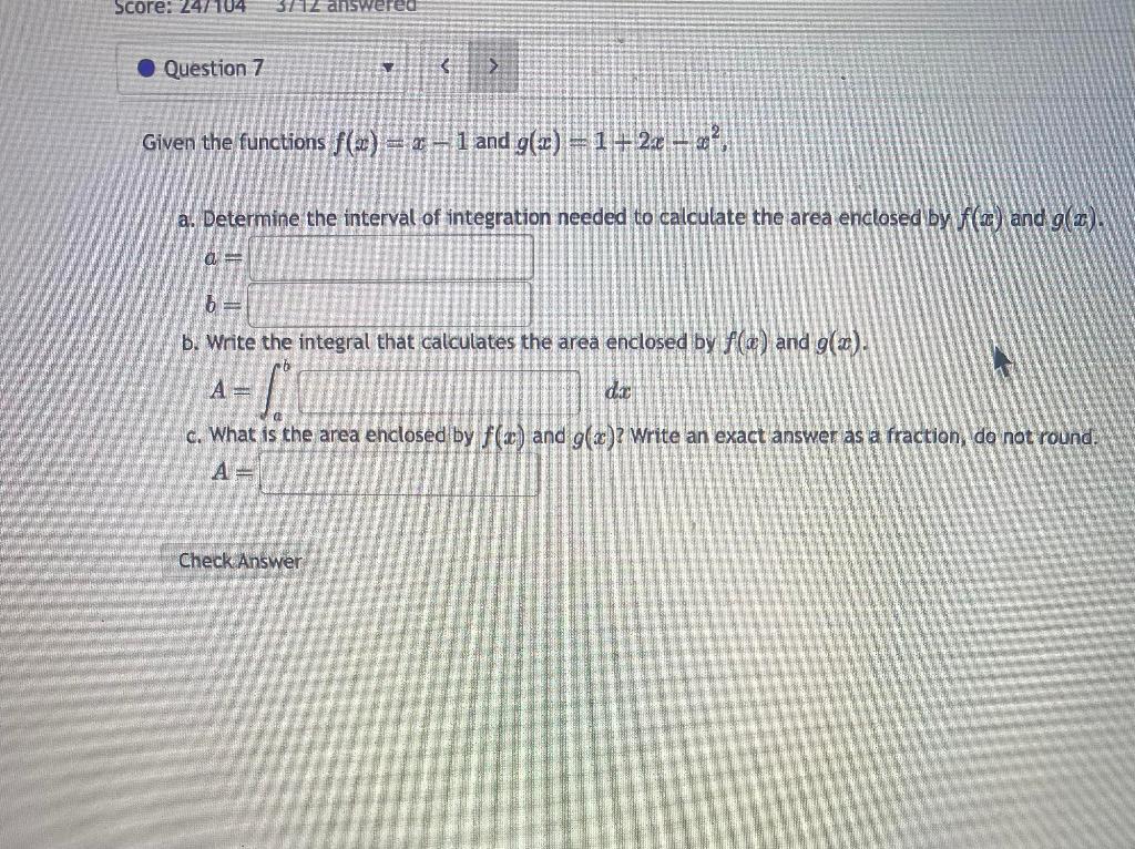 Solved the functions f(x)=x−1 and g(x)=1+2x−x2. Determine | Chegg.com