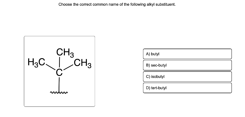 Solved Choose the correct common name of the following alkyl | Chegg.com