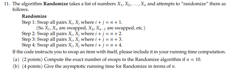 11. The algorithm Randomize takes a list of numbers | Chegg.com