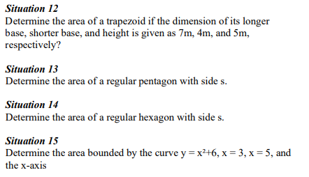 Solved Situation 12 Determine the area of a trapezoid if the | Chegg.com