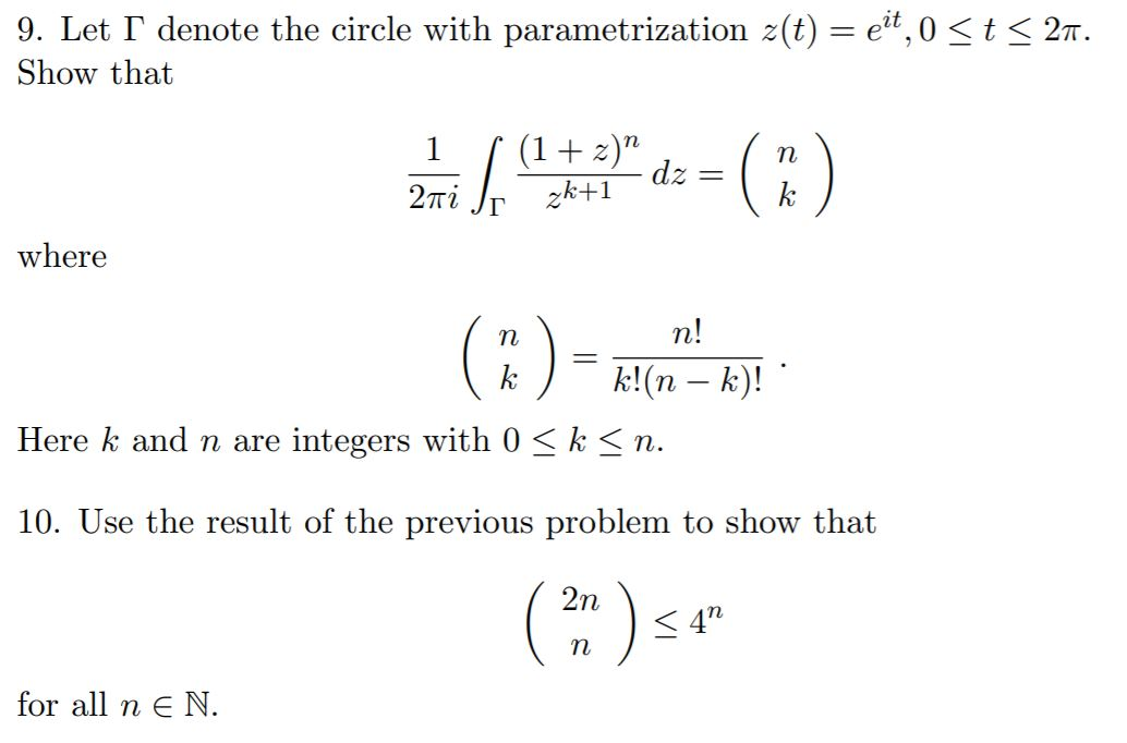 Solved 9. Let I denote the circle with parametrization z(t) | Chegg.com