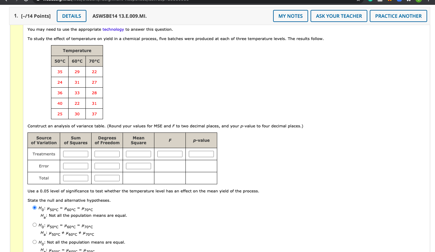 Solved 1. [-/14 Points) DETAILS ASWSBE14 13.E.009.MI. MY | Chegg.com