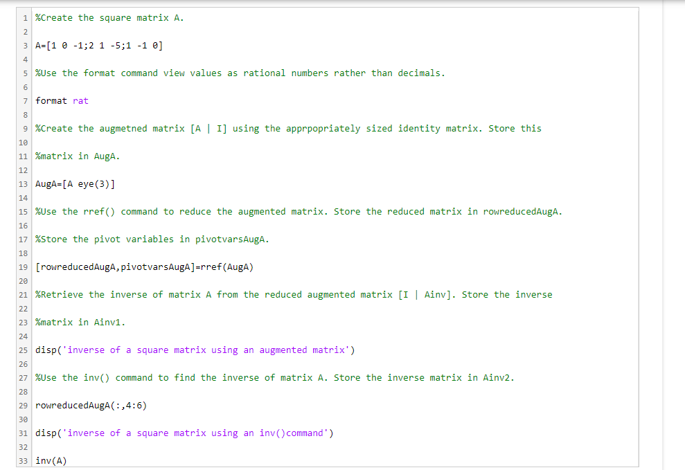 Solved Matrix A is correct Matrix AugA is correct Used | Chegg.com