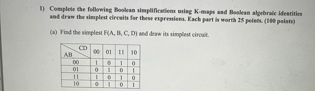 Solved Complete The Following Boolean Simplifications Using 6428