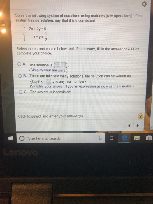 Solved Solve The Following System Of Equations Using Chegg
