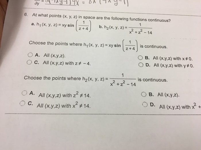 Solved At what points (x, y, z) in space are the following | Chegg.com
