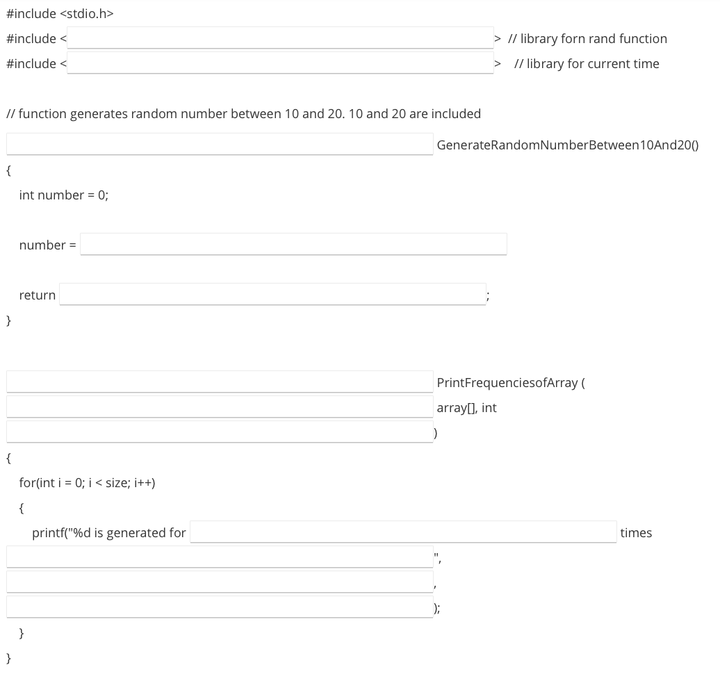 Solved Complete the following C code. Function | Chegg.com