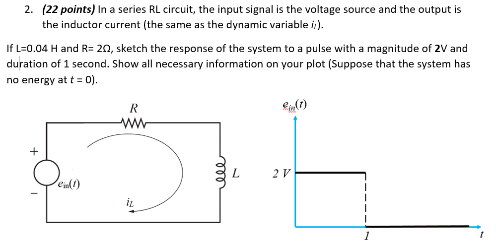 Solved 2. (22 points) In a series RL circuit, the input | Chegg.com