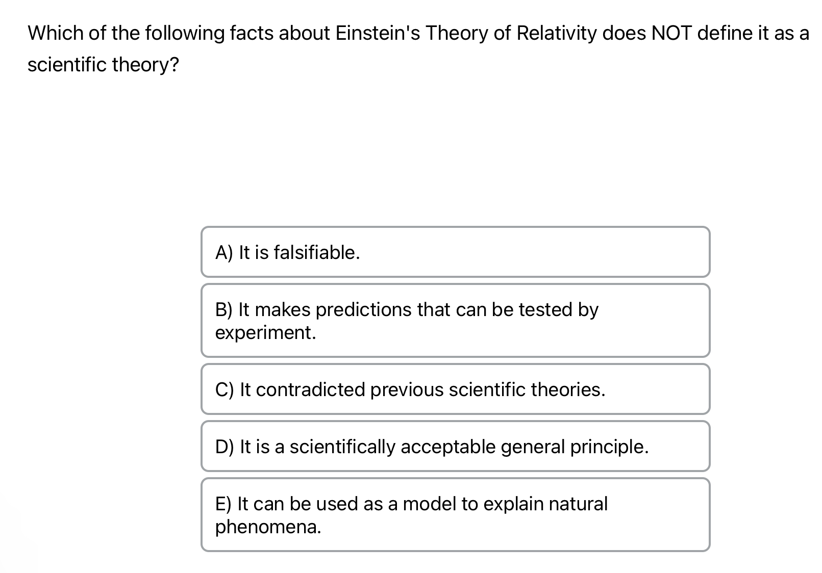 Solved Which of the following facts about Einstein's Theory | Chegg.com