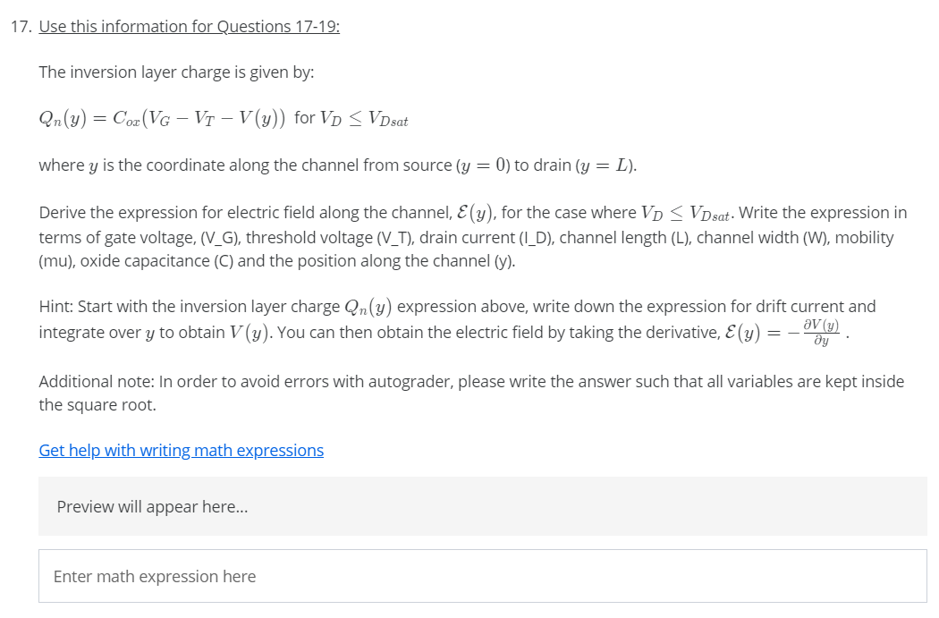 Solved 17. Use this information for Questions 17-19: The | Chegg.com
