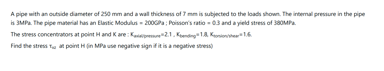 A pipe with an outside diameter of 250 mm and a wall | Chegg.com