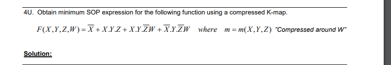 Solved 4U. Obtain minimum SOP expression for the following | Chegg.com
