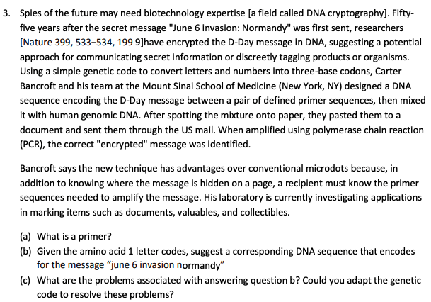 Solved Hi, for my biology/genetic course, I have this | Chegg.com