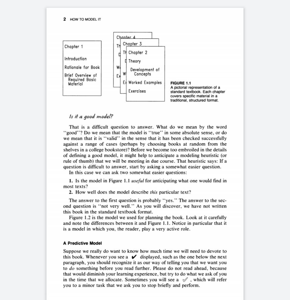 1 CHAPTER INTRODUCING MODELS (AND THIS BOOK) OUR | Chegg.com