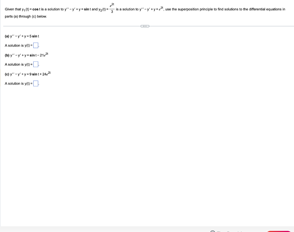Solved Given that y1(t)=cost is a solution to y′′−y′+y=sint | Chegg.com