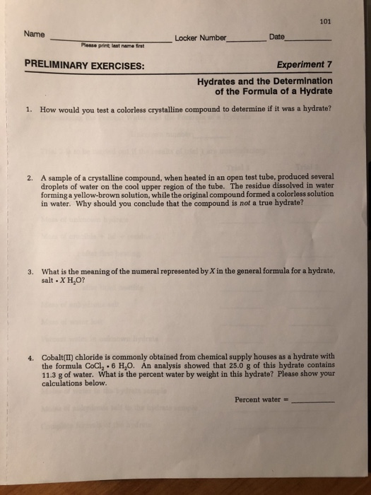 Solved 101 NameP Locker Number_ Date Plense print lest name | Chegg.com