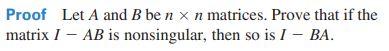 Solved Proof Let A and B be n×n matrices. Prove that if the | Chegg.com