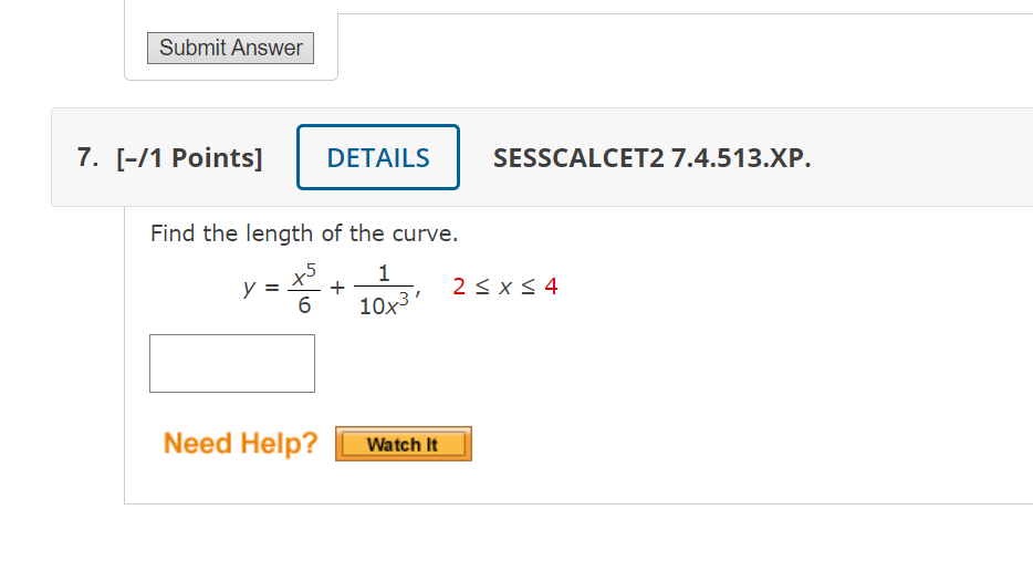 Solved Submit Answer 7. [-/1 Points] DETAILS SESSCALCET2 | Chegg.com