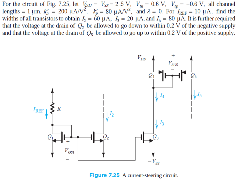 Solved For the circuit of Fig. 7.25, let VDD=VSS=2.5 | Chegg.com