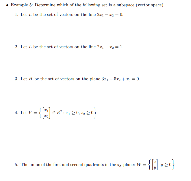 Solved Example 5: Determine which of the following set is a | Chegg.com