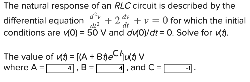 Solved The natural response of an RLC circuit is described | Chegg.com