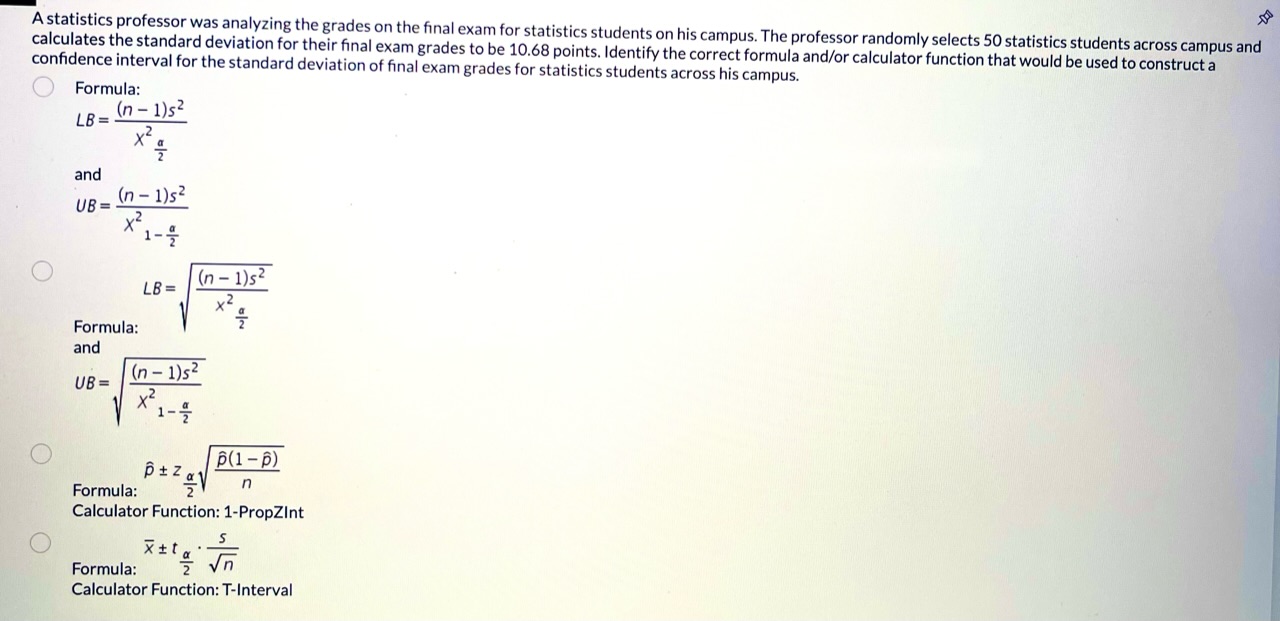 Solved A statistics professor was analyzing the grades on | Chegg.com