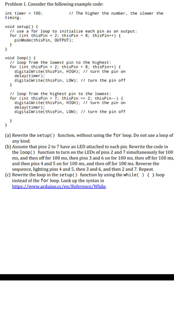 Solved Problem 1. Consider the following example code // The | Chegg.com