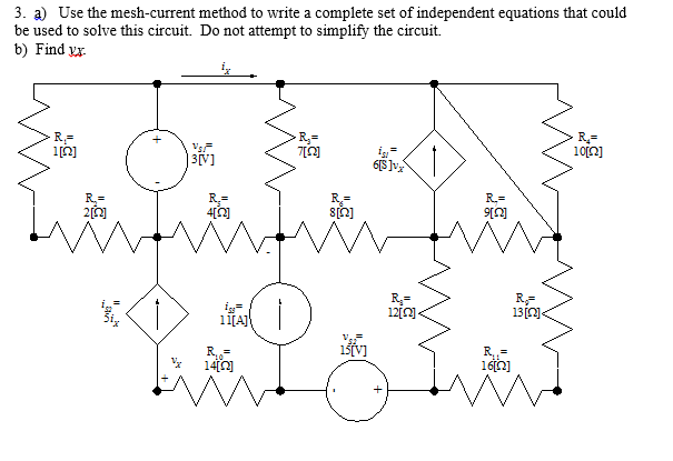 Solved 3. a) Use the mesh-current method to write a complete | Chegg.com