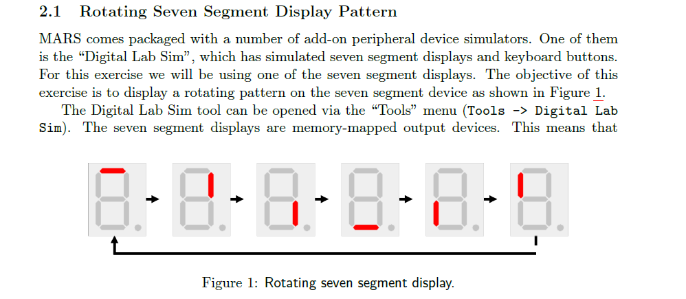 2.1 Rotating Seven Segment Display Pattern MARS comes | Chegg.com
