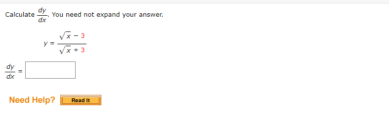 Solved Calculate dy dx You need not expand your answer. √x-3 | Chegg.com