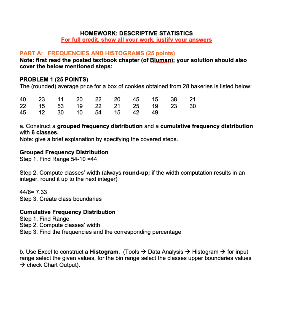 Solved HOMEWORK: DESCRIPTIVE STATISTICS For full credit, | Chegg.com