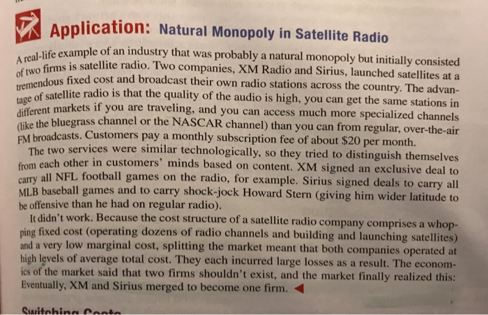 Solved Application: Natural Monopoly in Satellite Radio fe | Chegg.com
