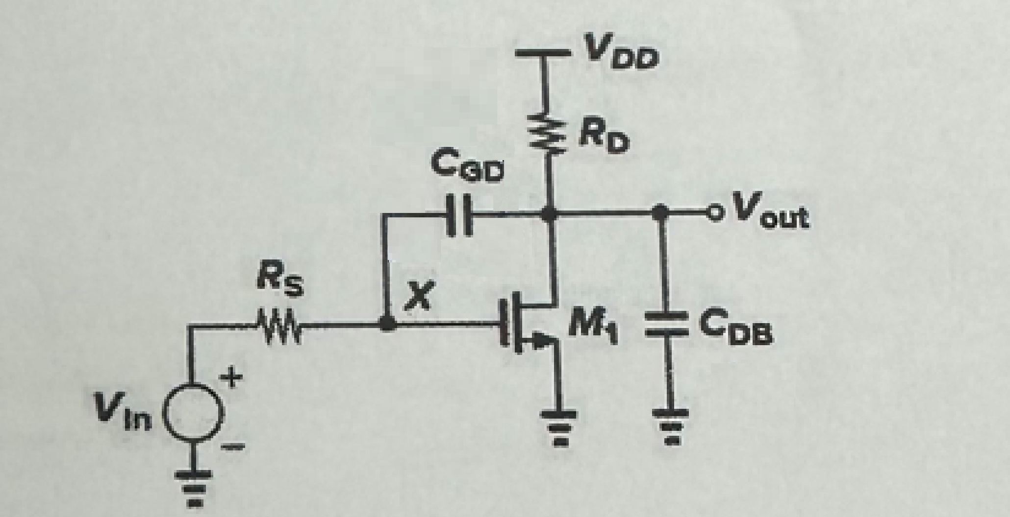 Solved Below is the CS stage with CGD and CDB capacitances. | Chegg.com
