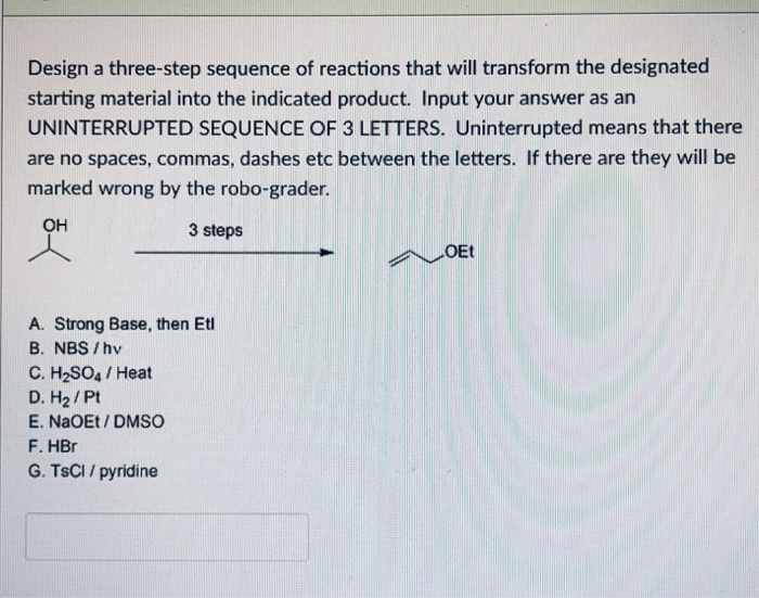 Solved Design a three-step sequence of reactions that will | Chegg.com