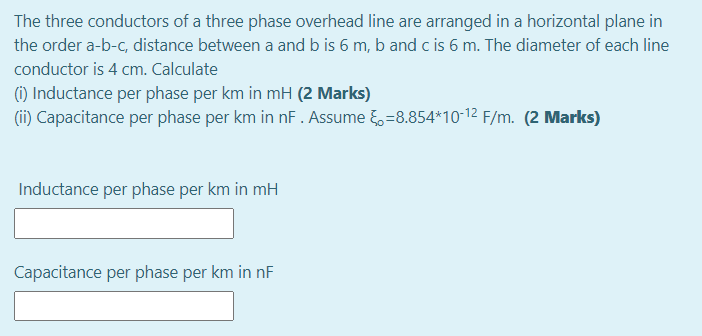Solved The three conductors of a three phase overhead line | Chegg.com