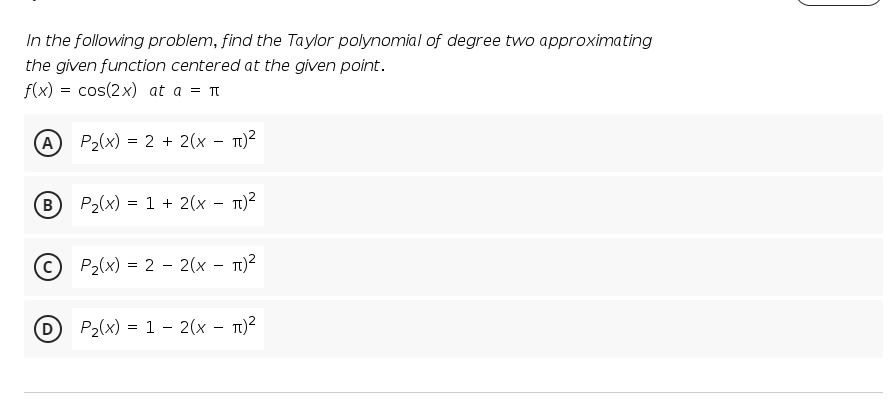 Solved In the following problem, find the Taylor polynomial | Chegg.com