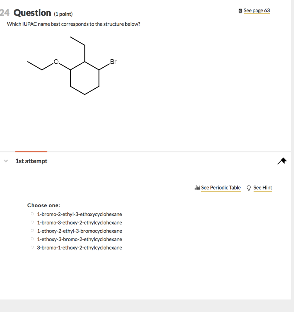 Solved 24 Question ( point) a See page 63 Which IUPAC name | Chegg.com