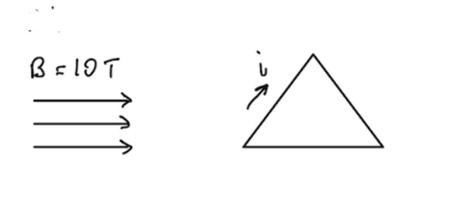 Solved Equilateral triangular wire carries a current i= 10A. | Chegg.com