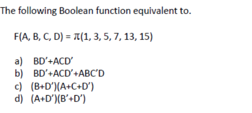 Solved The following Boolean function equivalent | Chegg.com
