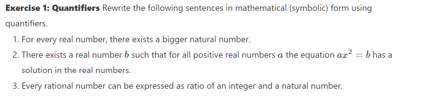 Solved Exercise 1: Quantifiers Rewrite the following | Chegg.com