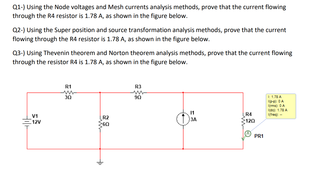 Solved Q1-) Using the Node voltages and Mesh currents | Chegg.com