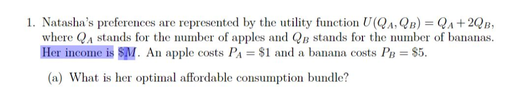 Solved 1. Natasha's preferences are represented by the | Chegg.com