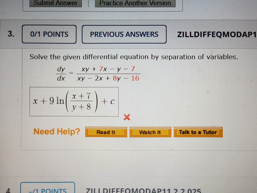 Solved Submit Answer Practice Another Version 3. 0/1 POINTS | Chegg.com