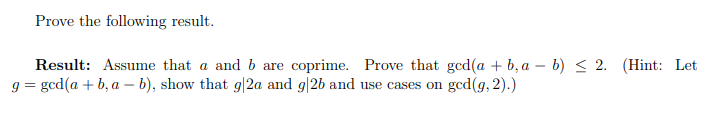 Solved Prove the following result.Result: Assume that a and | Chegg.com