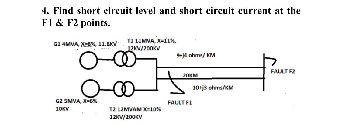 Solved 4. Find short circuit level and short circuit current | Chegg.com