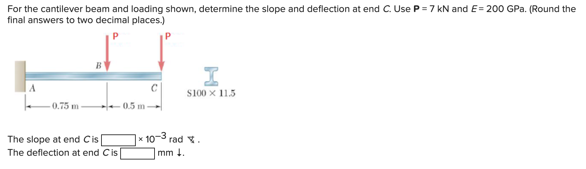 Solved For the cantilever beam and loading shown, determine | Chegg.com